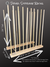 Art Storage Rack with 24” Tall Dowels - Optional Locking Caster Wheels ...
