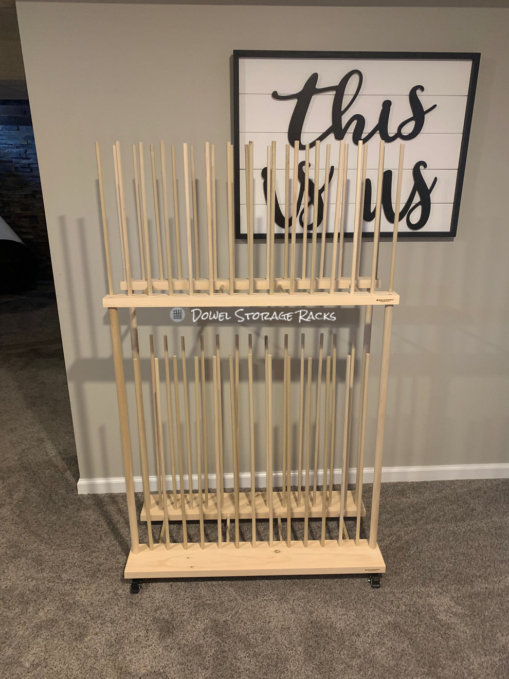 Two Tier Art Storage Cart With Swivel Caster Wheels- 36" long with 30 ...